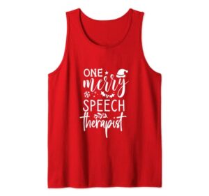 one merry speech therapist christmas santa hat nurse crew tank top