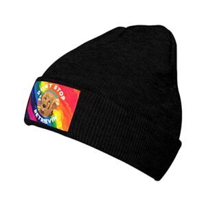 don’t stop retrievin retro golden retriever mens winter beanie hat skate cap for women soft watch hat stretchy warm knit cap black