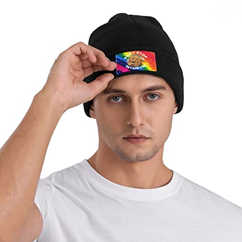 Don't Stop Retrievin Retro Golden Retriever Mens Winter Beanie Hat Skate Cap for Women Soft Watch Hat Stretchy Warm Knit Cap Black