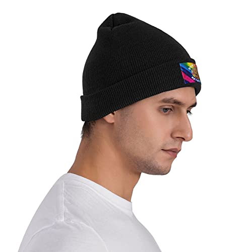 Don't Stop Retrievin Retro Golden Retriever Mens Winter Beanie Hat Skate Cap for Women Soft Watch Hat Stretchy Warm Knit Cap Black