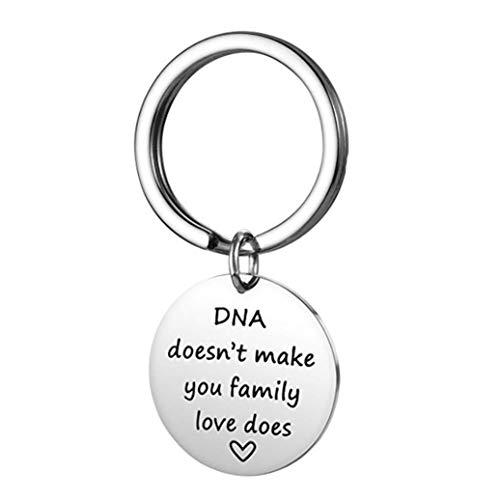 GOMYIE Dna Doesn'T Make You Family,Love Does Keychain Love Family Jewelry(Silver color)