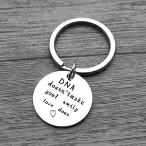 GOMYIE Dna Doesn'T Make You Family,Love Does Keychain Love Family Jewelry(Silver color)