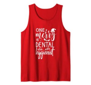 one merry dental hygienist christmas santa hat tooth doctor tank top