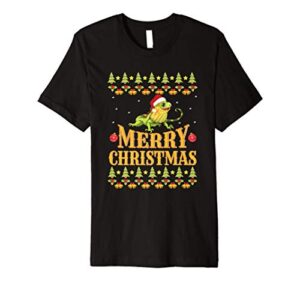 bearded dragon funny lizard ugly christmas premium t-shirt