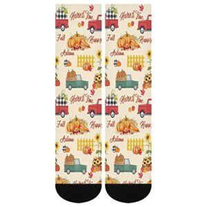 Farmhouse Truck Pumpkin Sunflower The Autumn Socks for Women Socks for Men Crew Socks for Boys Mid Socks for Girls Stocking Stuffers for Teens Casual Athletic Sport Dress Socks