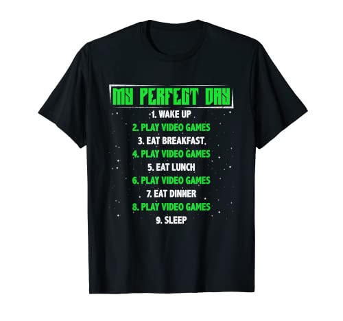 My Perfect Day Video Games Funny Gaming Gamer Vintage Gift T-Shirt