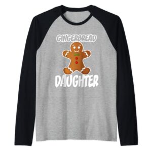 Gingerbread Daughter Christmas Stocking Stuffer Raglan Baseball Tee