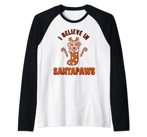 Believe In Santapaws Dog Reindeer Stocking Stuffer Christmas Raglan Baseball Tee