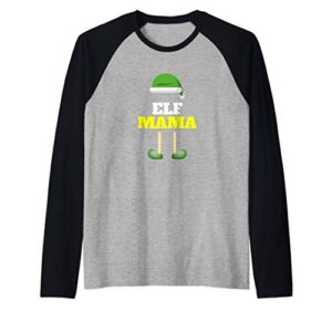 elf mama | mom stocking stuffer | christmas elf mama raglan baseball tee