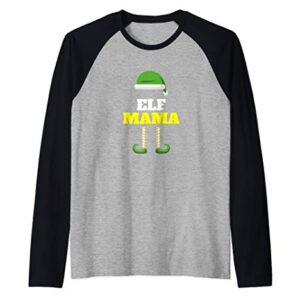 Elf Mama | Mom Stocking Stuffer | Christmas Elf Mama Raglan Baseball Tee