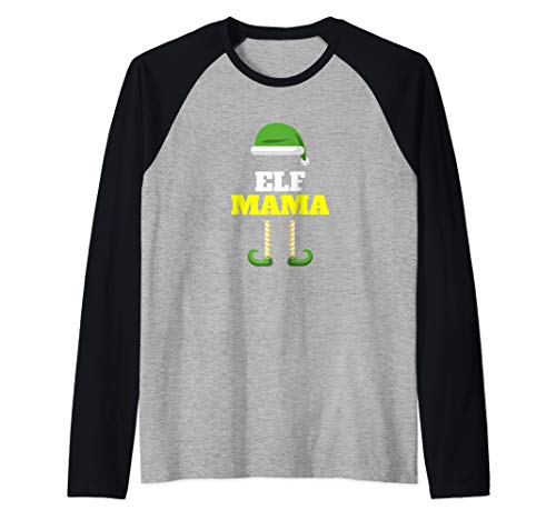 Elf Mama | Mom Stocking Stuffer | Christmas Elf Mama Raglan Baseball Tee