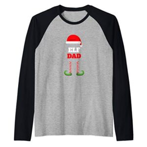 Elf Dad | Dad Stocking Stuffer | Family Christmas Elf Raglan Baseball Tee