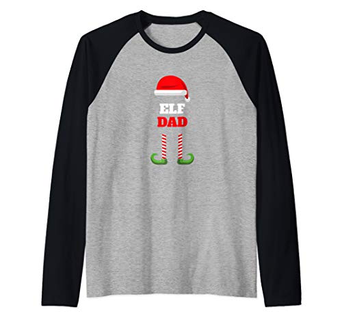 Elf Dad | Dad Stocking Stuffer | Family Christmas Elf Raglan Baseball Tee