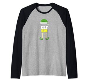 elf sis | sister stocking stuffer gift | funny elf christmas raglan baseball tee