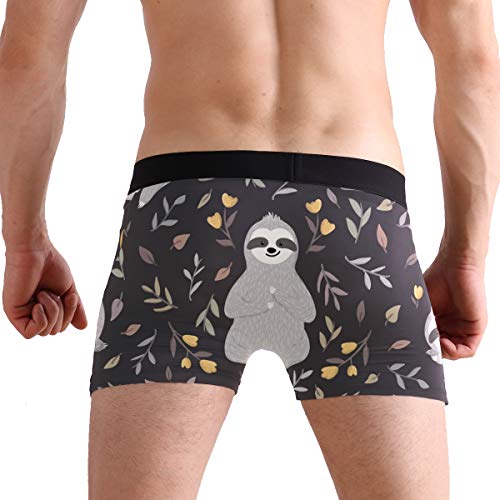 Animal Sloth Tree Flower Boxer Briefs Men's Underwear for Men Boy