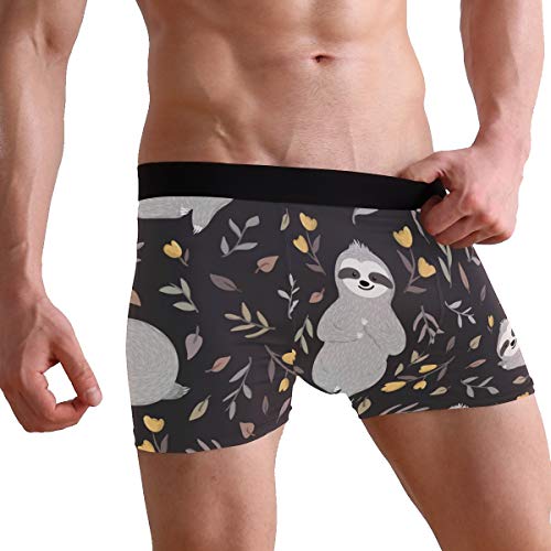 Animal Sloth Tree Flower Boxer Briefs Men's Underwear for Men Boy