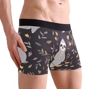 Animal Sloth Tree Flower Boxer Briefs Men's Underwear for Men Boy