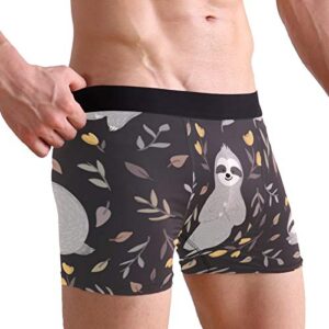 Animal Sloth Tree Flower Boxer Briefs Men's Underwear for Men Boy