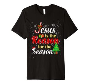 christian jesus the reason christmas stocking stuffer premium t-shirt