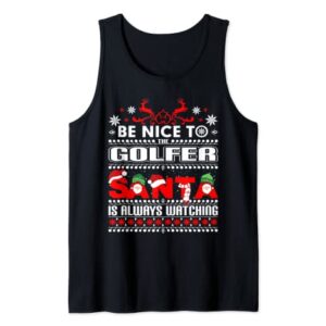 Golfing Gift for Golfer Ugly Christmas Sweater Funny Golf Tank Top