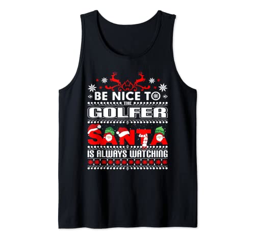 Golfing Gift for Golfer Ugly Christmas Sweater Funny Golf Tank Top