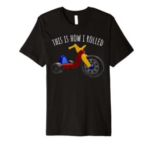 nostalgic love 70s 80s vintage retro toys big tricycle wheel premium t-shirt