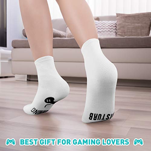 Do Not Disturb I’M Gaming Socks, Funny Novelty Gamer Socks Valentines Day Father Day Gifts for Men Women Boy Girl (White Black, Long)