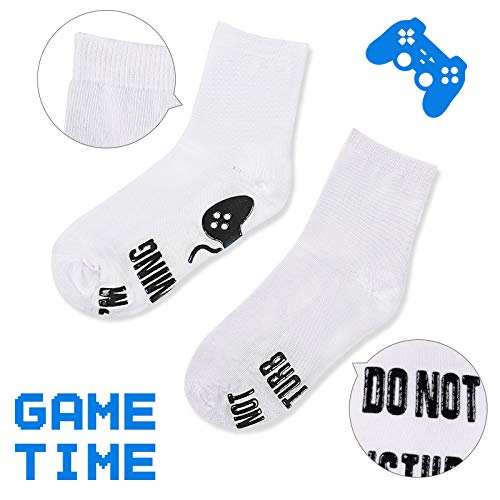 Do Not Disturb I’M Gaming Socks, Funny Novelty Gamer Socks Valentines Day Father Day Gifts for Men Women Boy Girl (White Black, Long)