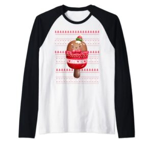 ugly christmas santa costume christmas gingerbread popsicle raglan baseball tee