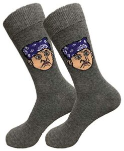 balanced co. prison mike dress socks michael scott funny socks crazy socks casual cotton crew socks (gray)