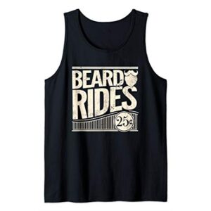 Mens Beard Rides Funny Vintage Distressed Mens Beard Tank Top