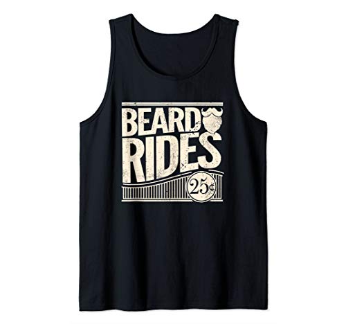 Mens Beard Rides Funny Vintage Distressed Mens Beard Tank Top