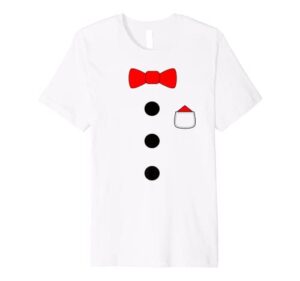 elegant snowmen costume bow tie winter xmas christmas humor premium t-shirt