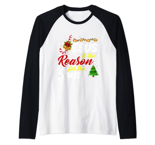 Christian Jesus The Reason Christmas Stocking Stuffer Raglan Baseball Tee