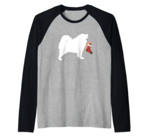 samoyed christmas stocking stuffer dog raglan baseball tee