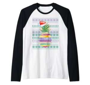 ugly christmas santa costume christmas pineapple lovers raglan baseball tee