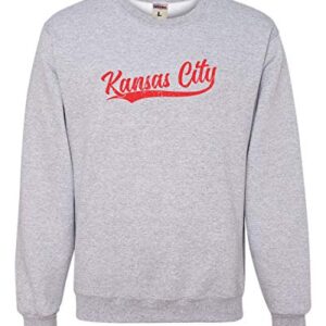 Go All Out Large Athletic Heather Adult Kansas City Vintage Sweatshirt Crewneck