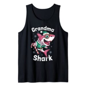 Matching Grandma Shark Christmas Stocking Stuffer Gift Tank Top