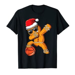 Christmas Dabbing Gingerbread Man Dab Cool Basketball Gift T-Shirt