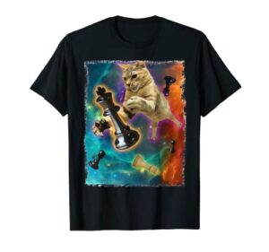 cats in space chess set pieces t-shirt