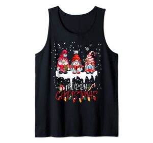 cute gnomes merry christmas light family gnome xmas matching tank top