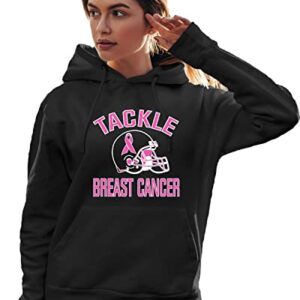 Go All Out Large Black Mens Tackle Breast Cancer Football Sweatshirt Hoodie