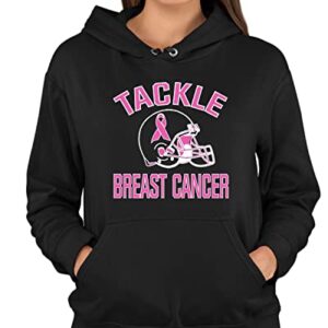 Go All Out Large Black Mens Tackle Breast Cancer Football Sweatshirt Hoodie