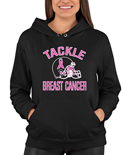 Go All Out Large Black Mens Tackle Breast Cancer Football Sweatshirt Hoodie