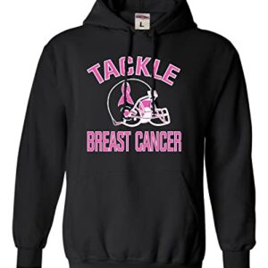 Go All Out Large Black Mens Tackle Breast Cancer Football Sweatshirt Hoodie