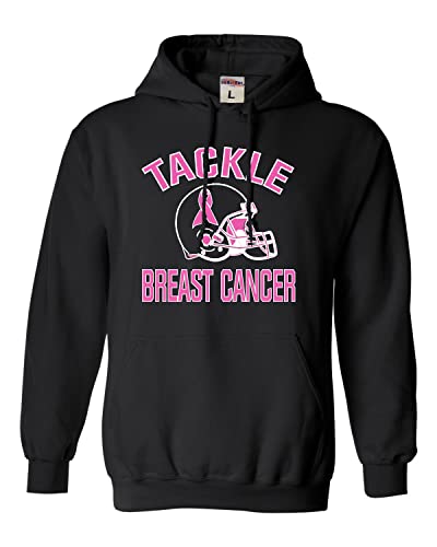 Go All Out Large Black Mens Tackle Breast Cancer Football Sweatshirt Hoodie