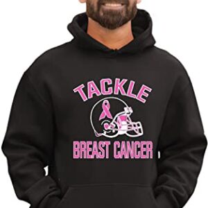 Go All Out Large Black Mens Tackle Breast Cancer Football Sweatshirt Hoodie