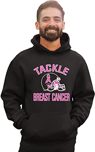 Go All Out Large Black Mens Tackle Breast Cancer Football Sweatshirt Hoodie