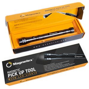 magnelex magnetic pickup tool – stocking stuffers for men – christmas gift for dad, husband, son. unique gift and stocking stuffer idea. telescoping magnet stick with led lighted head & magnetic base