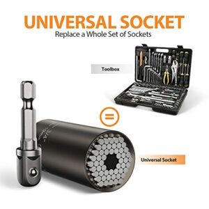 Super Universal Socket Tools Gifts for Men- Christmas Stocking Stuffers Socket Set with Power Drill Adapter Super Grip Socket (7-19mm) Cool Gadgets for Men Women Husband Handy DIY Tool